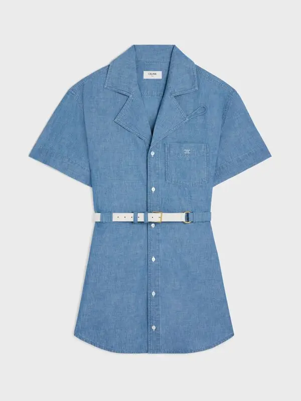 Celine Short Sleeve Belted Shirt Dress
