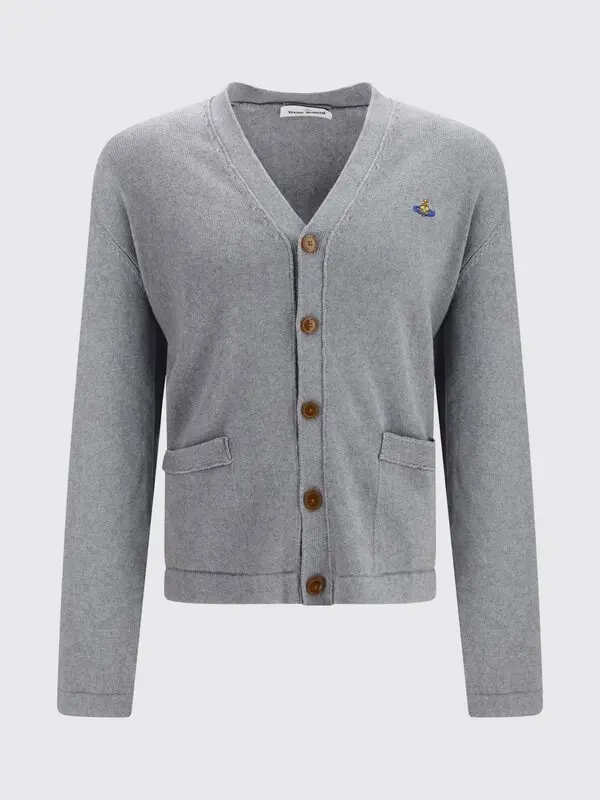 VIVIENNE WESTWOOD Orb Logo Cotton And Cashmere Cardigan - Grey