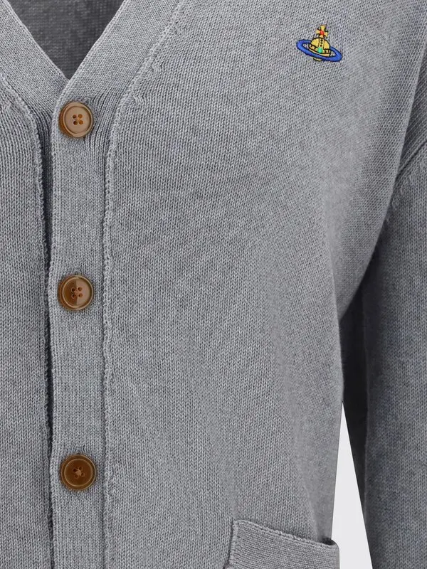VIVIENNE WESTWOOD Orb Logo Cotton And Cashmere Cardigan - Grey