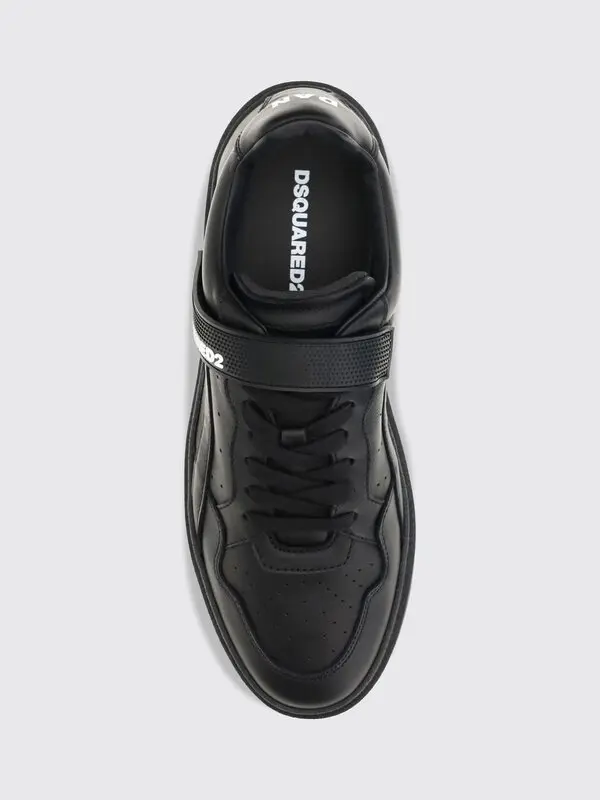 Dsquared2 Leather Trainers With Logo Detail - Black