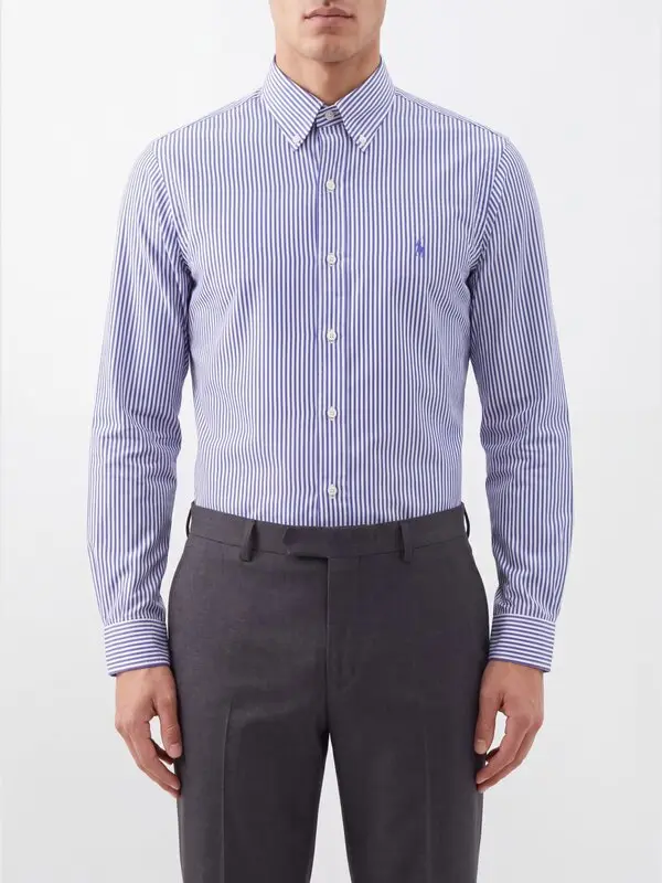 Polo Ralph Lauren Slim Fit Striped Stretch-cotton Shirt With Pony Logo - Blue 1