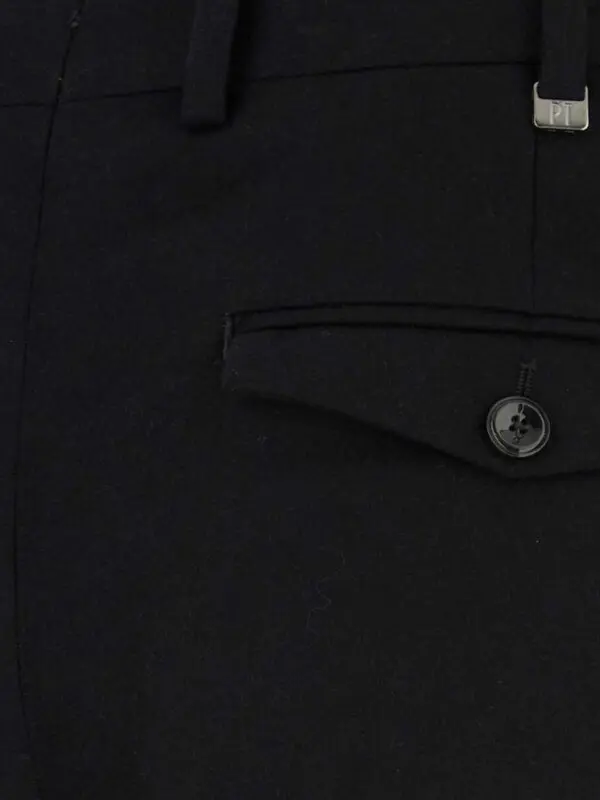 PT TORINO Slim Fit Tailored Trousers In Virgin Wool And Cashmere Blend - Black