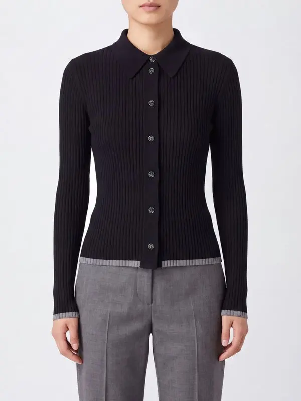 ROBERTO COLLINA Ribbed Collared Button-up Top - Black