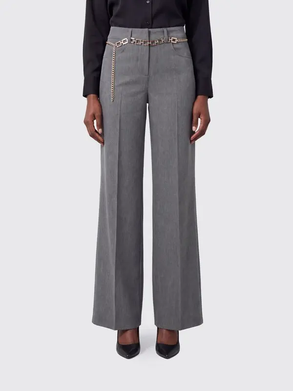 Liu Jo Wide-leg Tailored Trousers With Chain Detail - Grey