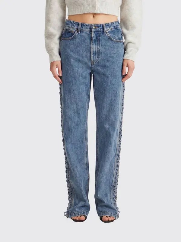 ROTATE BY BIRGER CHRISTENSEN Mid-rise Straight Jeans With Woven Straps