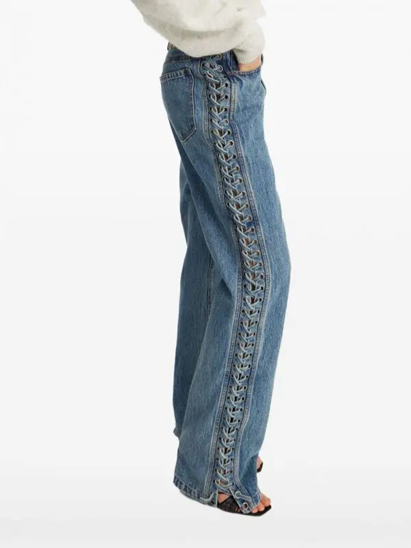 ROTATE BY BIRGER CHRISTENSEN Mid-rise Straight Jeans With Woven Straps