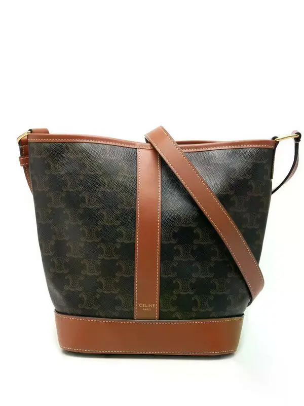 Celine Triomphe Coated Canvas Bucket Bag - Brown