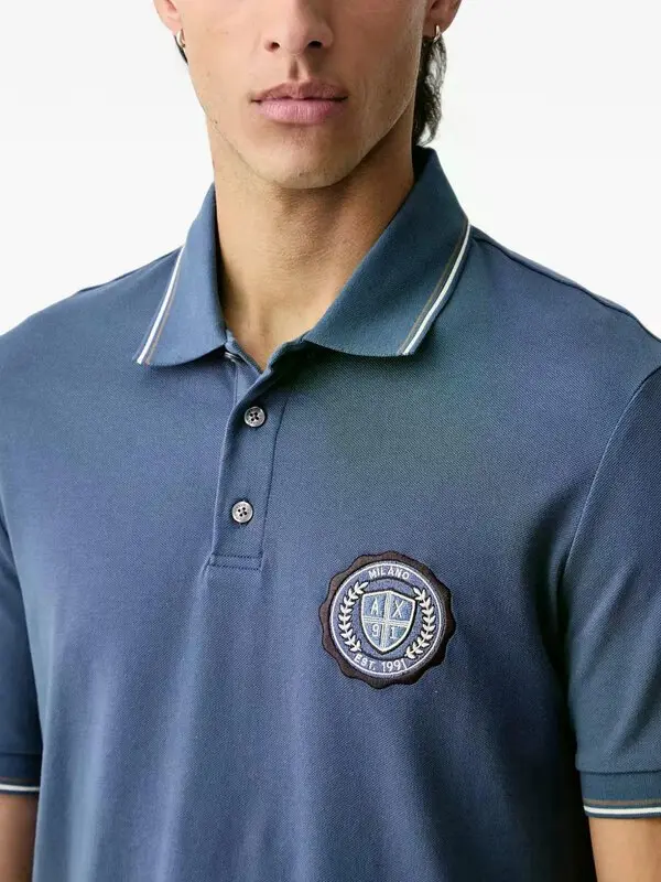 Armani Exchange Logo-patch Tipped-trim Polo Shirt