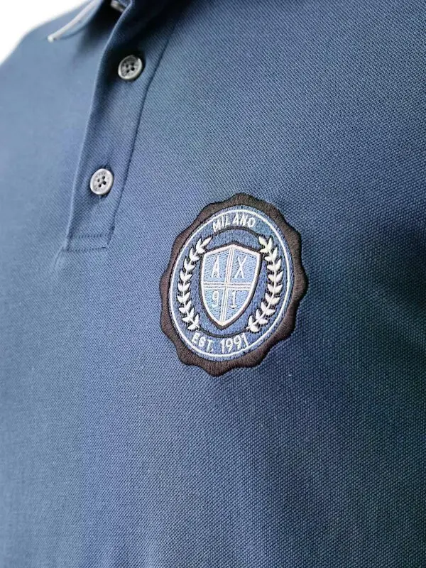 Armani Exchange Logo-patch Tipped-trim Polo Shirt