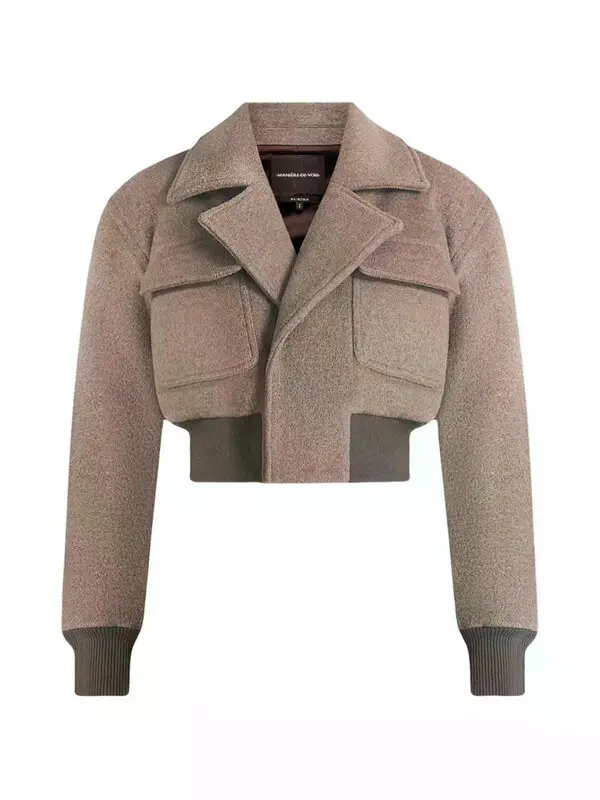 Manière De Voir Taupe Wool Bomber Jacket - Neutrals