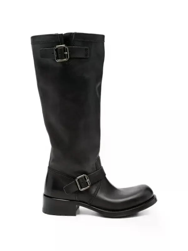 Prada Buckle-detail Knee-high Boots - Black