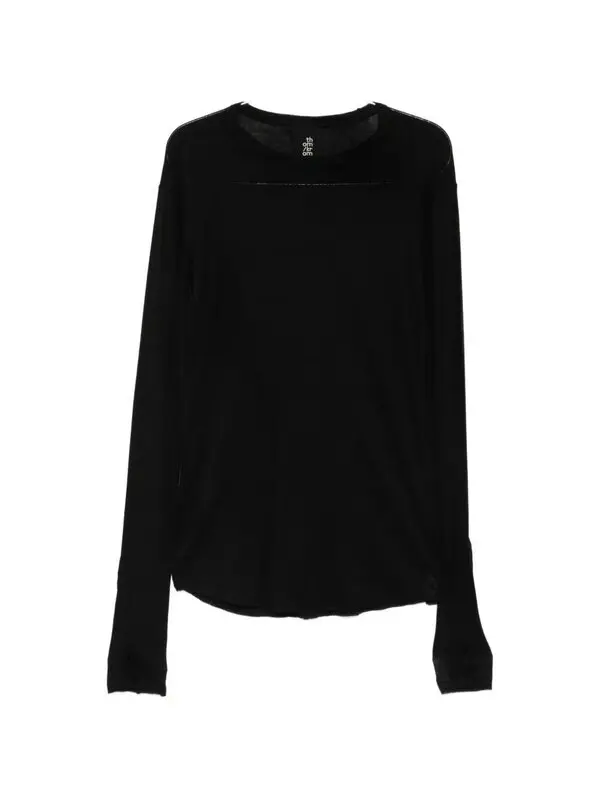 THOM KROM Thumb-slot Raw-edge Long-sleeve T-shirt - Black