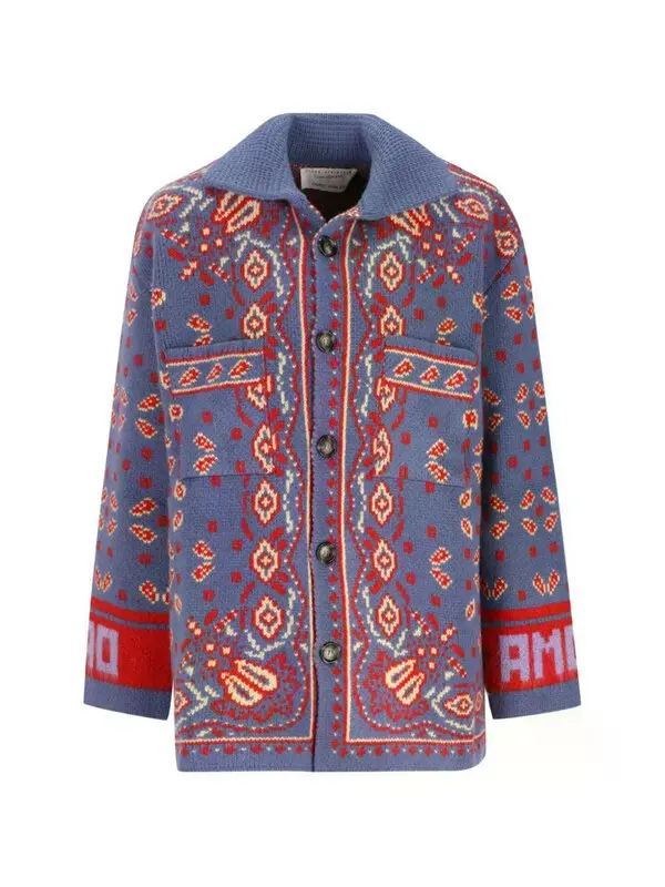 Giada Benincasa Soho Intarsia-knit Button-up Cardigan - Blue