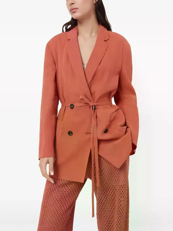 Brunello Cucinelli Double-breasted Belted Cotton Blazer