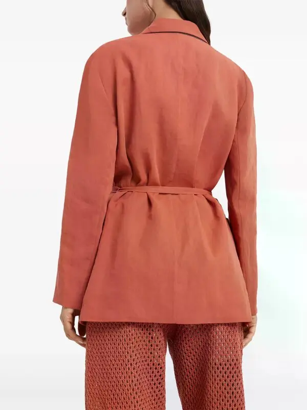 Brunello Cucinelli Double-breasted Belted Cotton Blazer