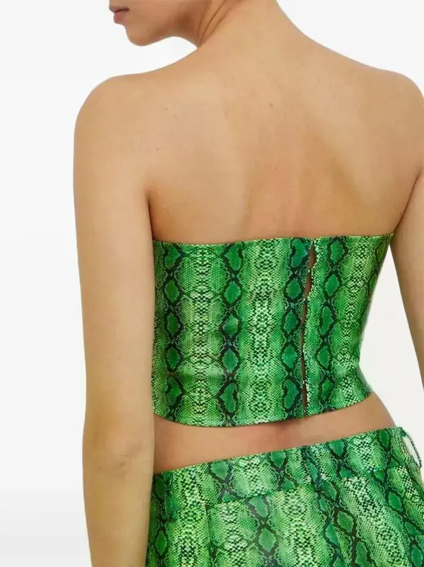 RÉSUMÉ Snake-effect Strapless Cropped Top