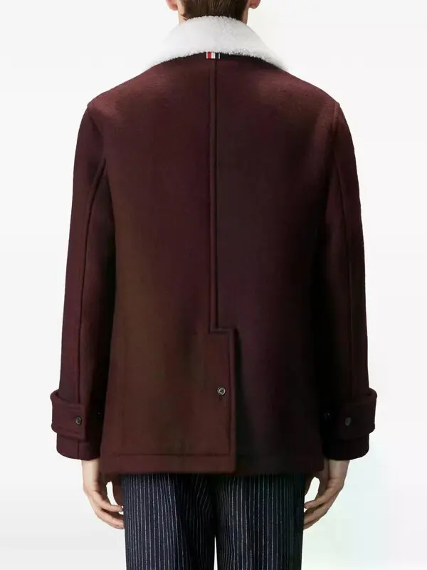 Thom Browne Double Face Melton Wide Shoulder Shell Coat