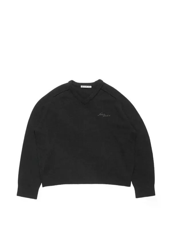 Acne Studios Camel Hair V-neck Sweater - Black