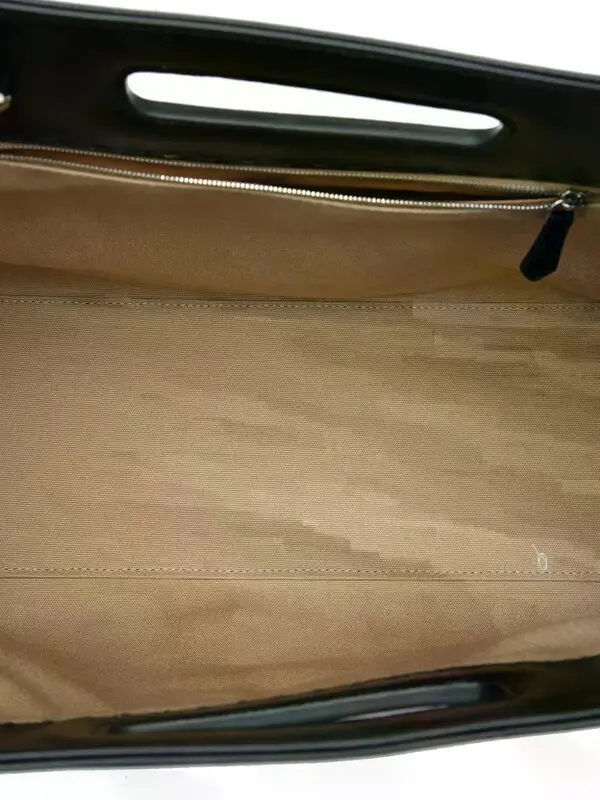 Fendi Canvas Logo Cut Out Handle Shopper Tote Satchel