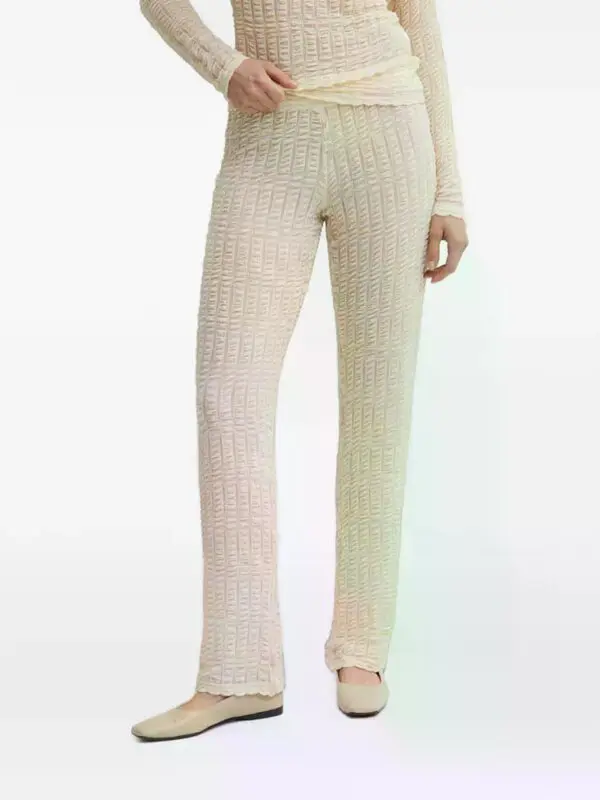 RÉSUMÉ Seersucker-effect Straight-leg Trousers - Neutrals