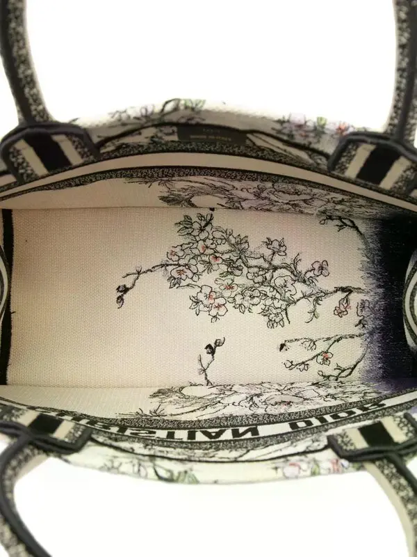 Dior 2025 Medium Canvas Floral Embroidered Book Tote Bag