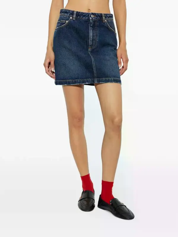 Dolce & Gabbana Logo Plaque Denim Mini Skirt