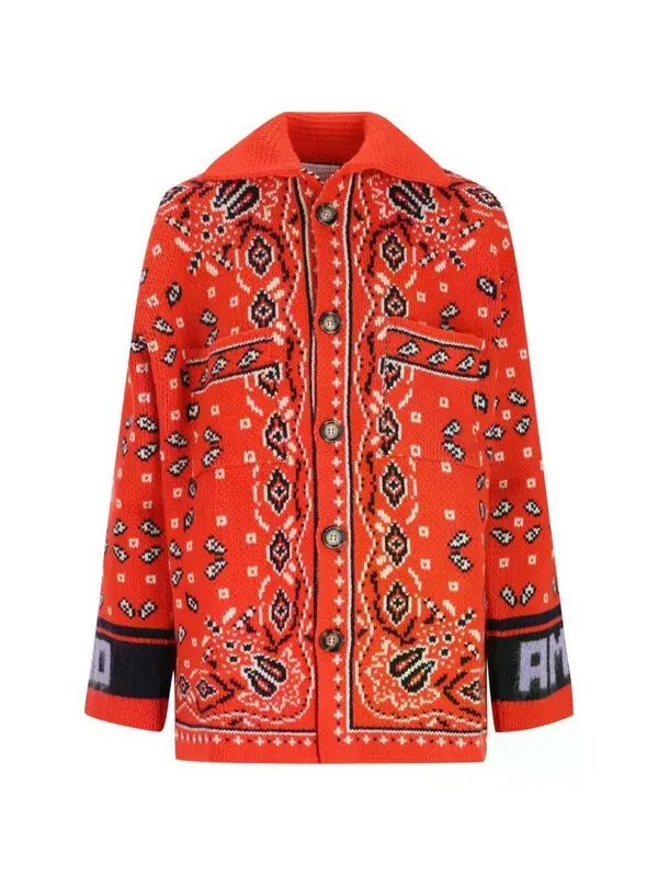 Giada Benincasa Soho Intarsia-knit Button-down Cardigan - Red