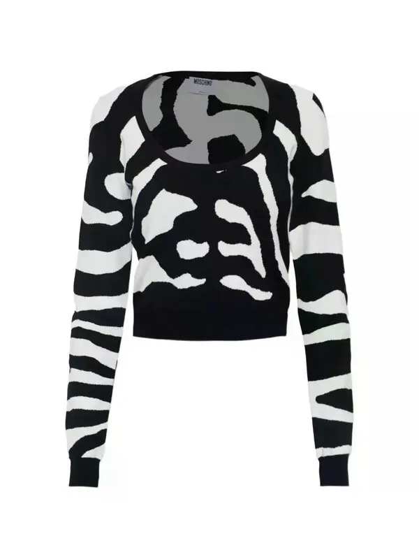 Moschino All-over Zebra Print Long Sleeve Sweater - Black
