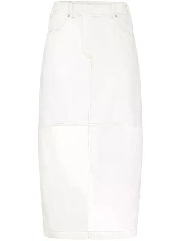 Brunello Cucinelli High-waisted Denim Midi Skirt