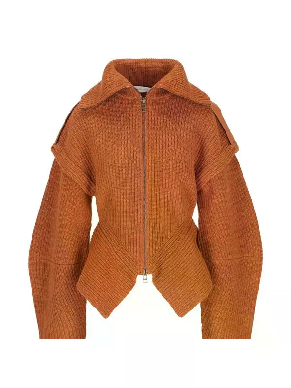 Zimmermann Zip-up Ribbed-knit Sweater - Orange