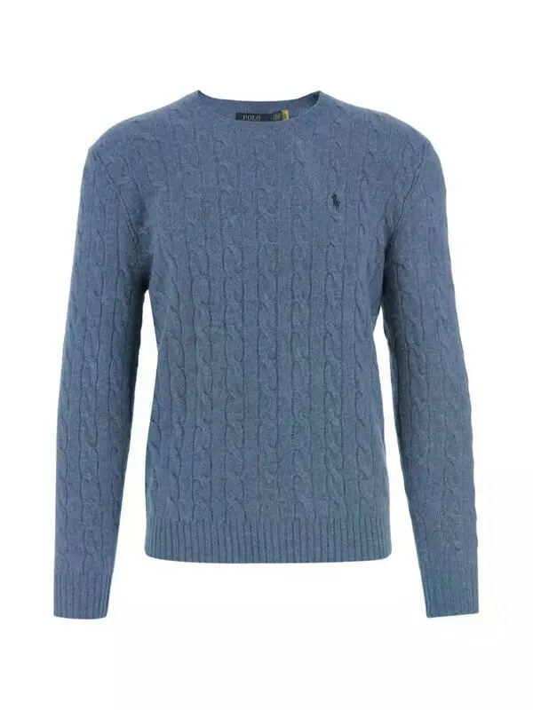 Polo Ralph Lauren Cable-knit Embroidered-logo Sweater - Blue