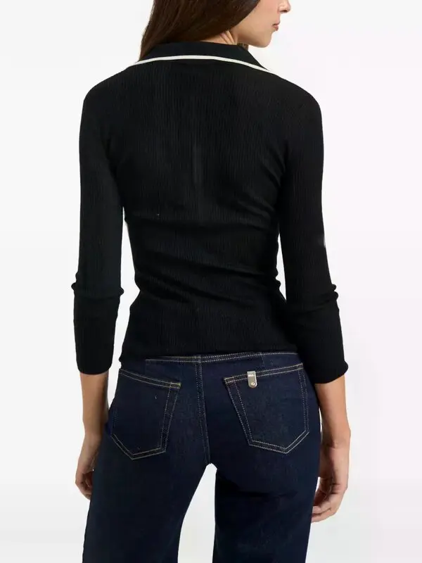 Elisabetta Franchi Ribbed-knit Logo-plaque Polo Shirt