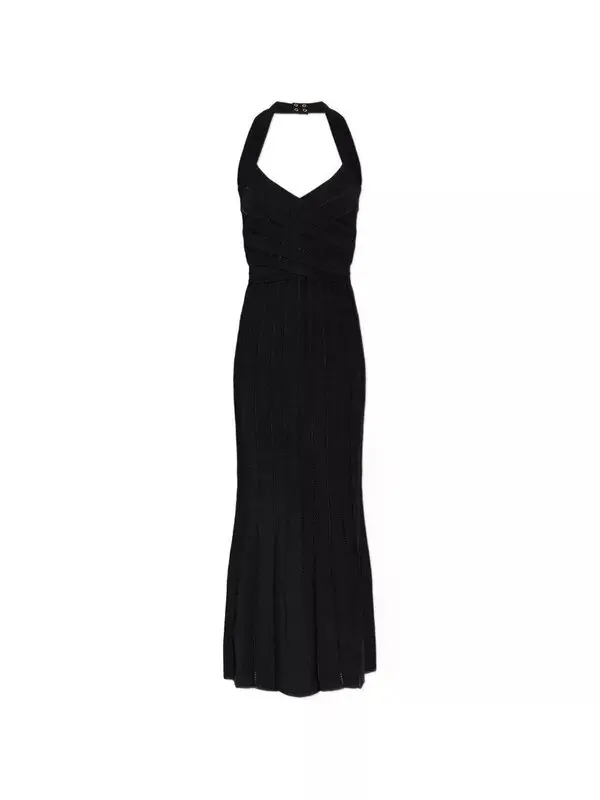 Balmain Backless Halterneck Midi Dress - Black