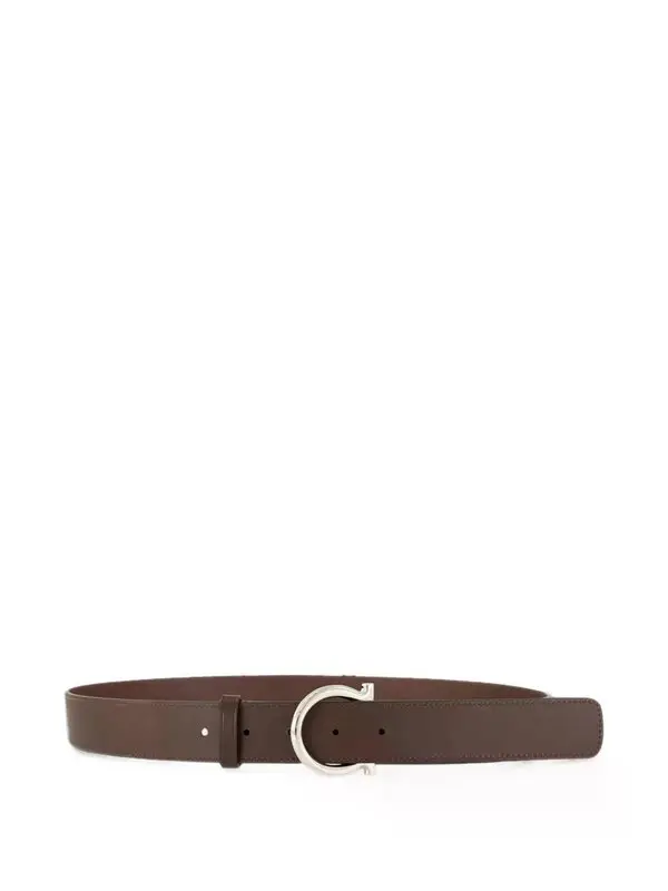 FERRAGAMO Gancini Buckle Leather Belt - Brown