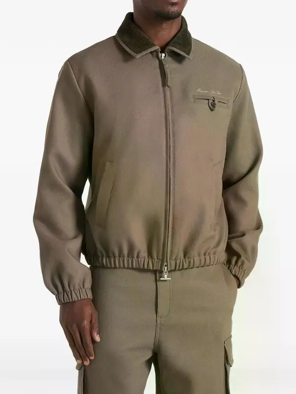 Manière De Voir Signature Twill Jacket With Vegan Suede Collar