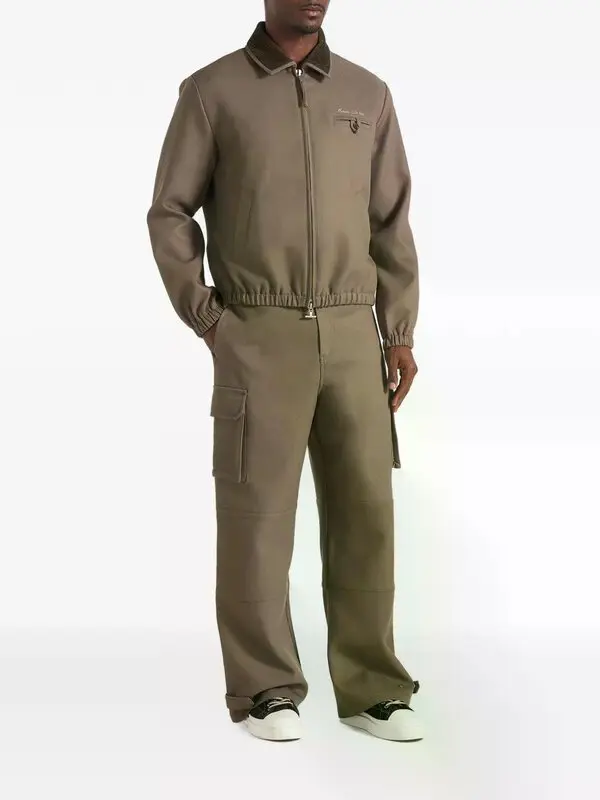 Manière De Voir Signature Twill Jacket With Vegan Suede Collar