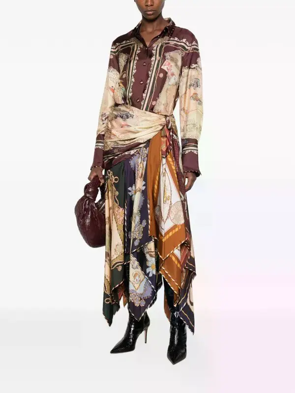 Zimmermann Scarf-print Silk Shirt - Brown