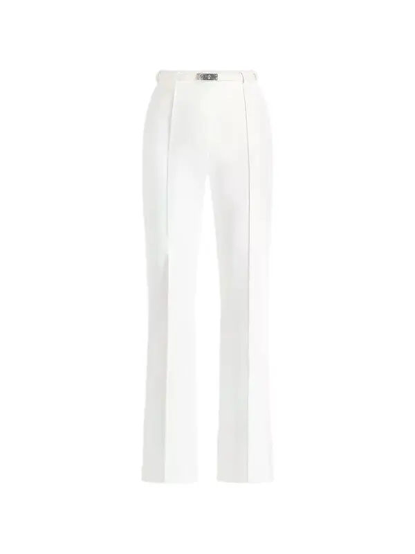 Manière De Voir Quinn High-waisted Belted Fit & Flare Trousers - White
