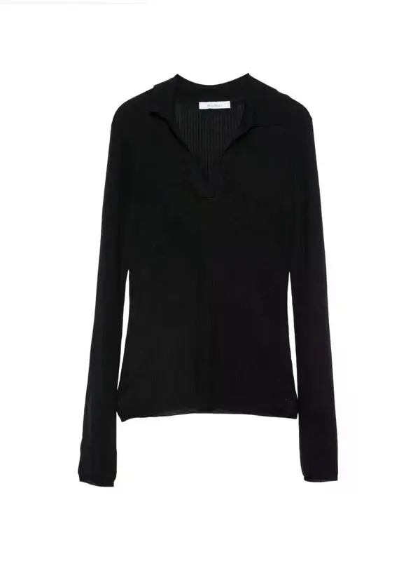 Max Mara Ribbed-knit Polo Sweater - Black