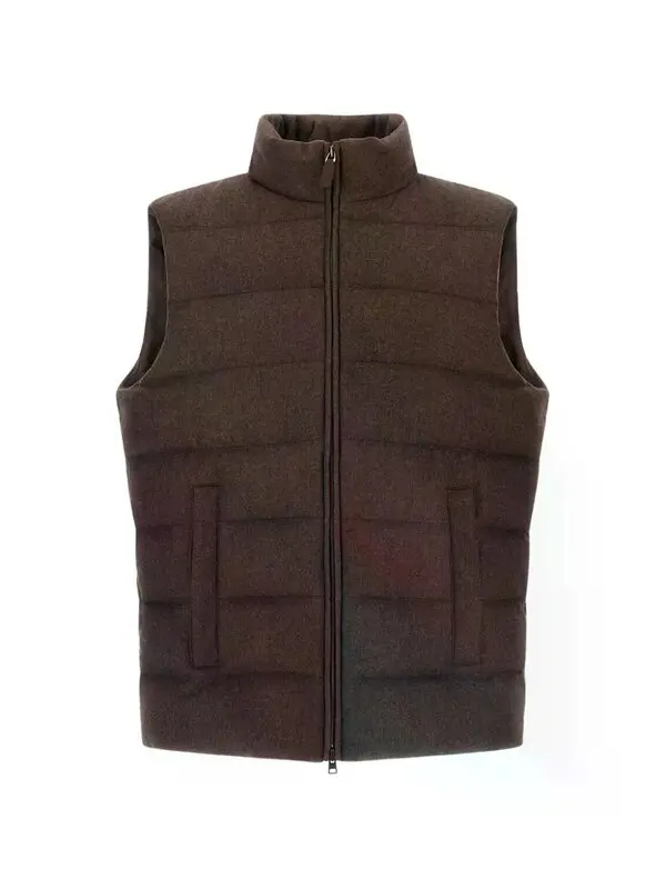 Herno Quilted Cashmere-silk Gilet - Brown