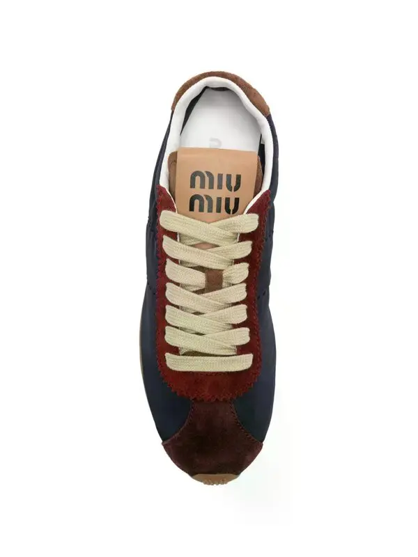 Miu Miu Plume Suede Trim Panelled Sneakers - Blue