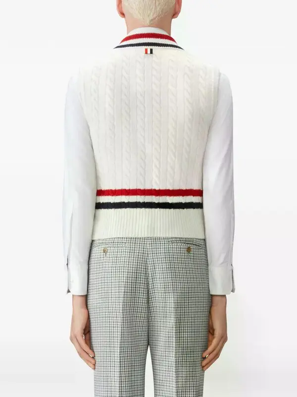 Thom Browne Wool Cricket Rwb-stripe Baby-cable Vest