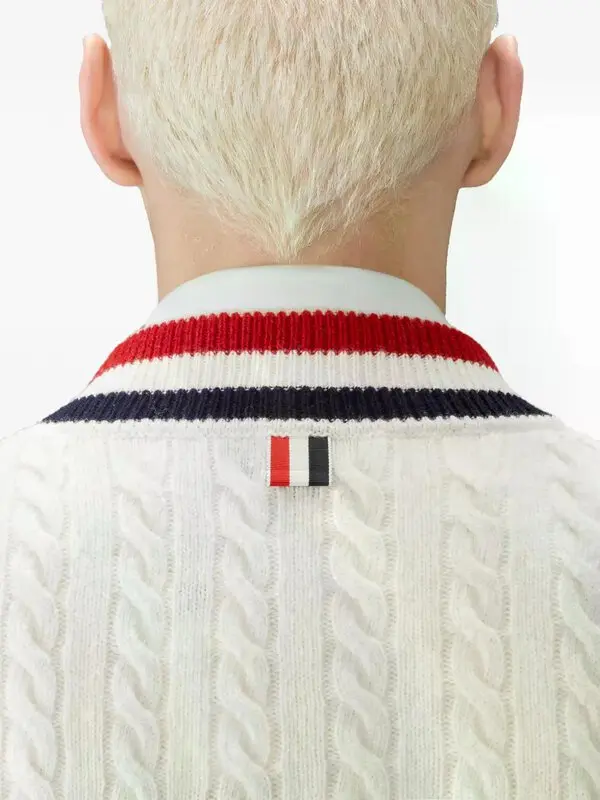 Thom Browne Wool Cricket Rwb-stripe Baby-cable Vest