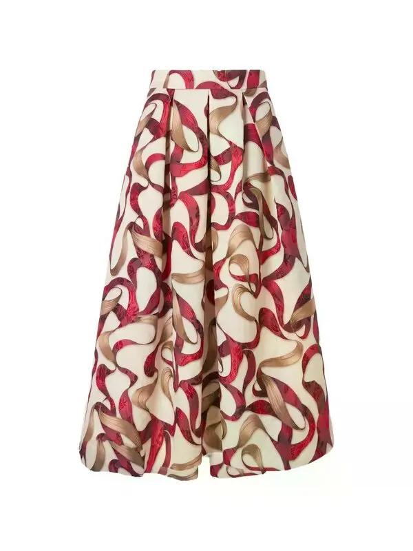 LUNATICA MILANO Cascade Jacquard Pleated Midi Skirt - Neutrals