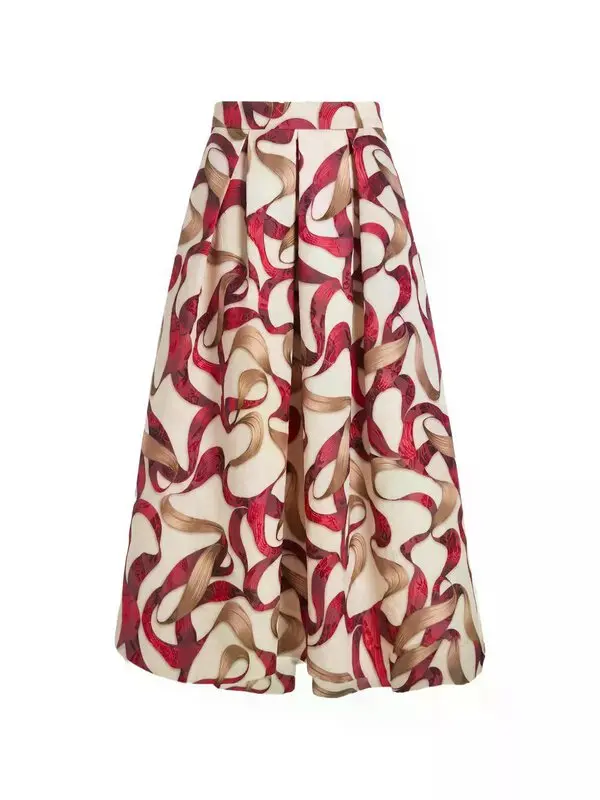 LUNATICA MILANO Cascade Jacquard Pleated Midi Skirt