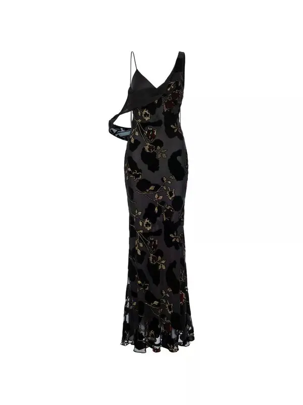 V:PM ATELIER Floral Devoré Maxi Dress - Black
