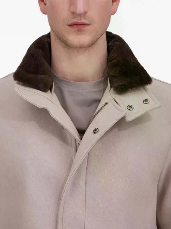Herno Faux-fur-trim Twill Coat