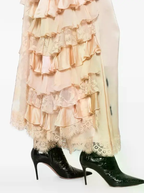 Zimmermann Ruffled Lace-trim Silk Trousers
