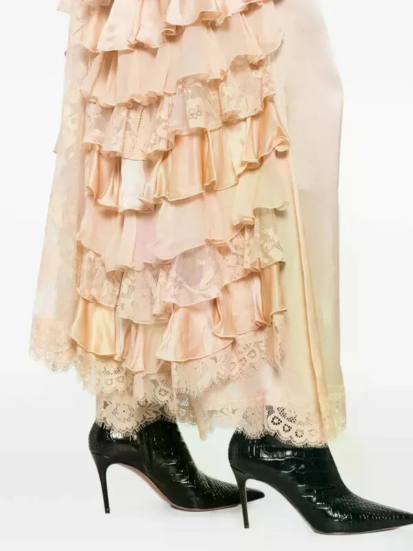 Zimmermann Ruffled Lace-trim Silk Trousers