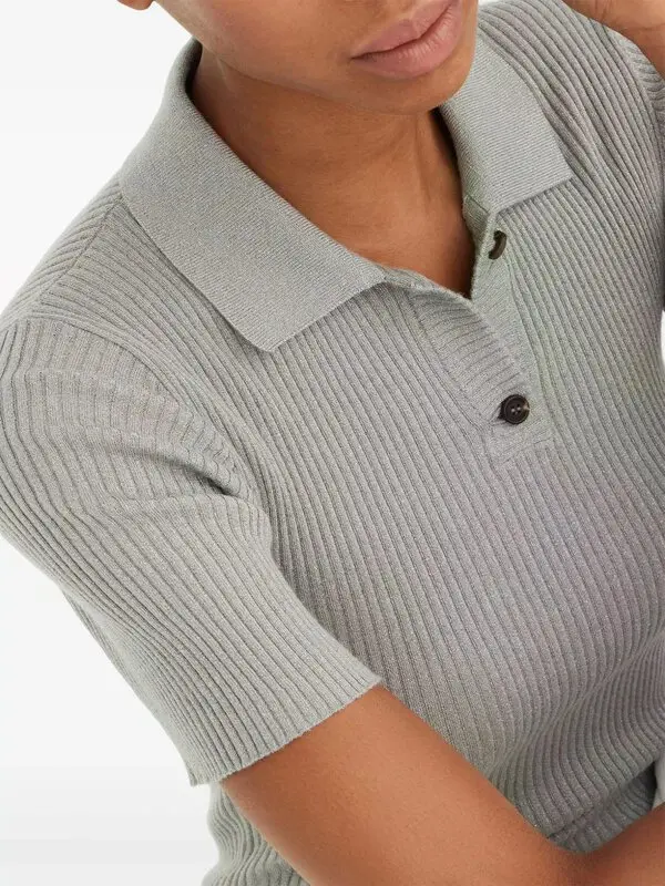 Brunello Cucinelli Fine-ribbed Polo Top